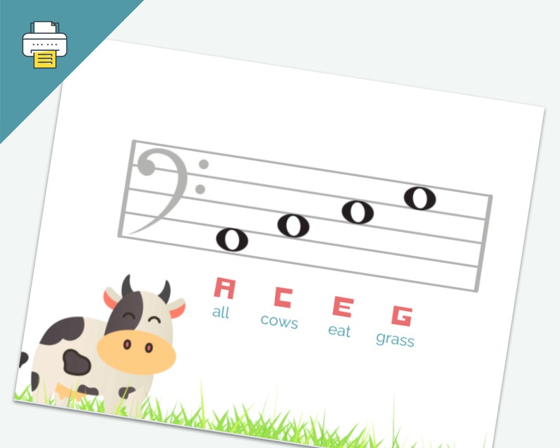 Music Note Staff Printable Posters, Treble Clef, Bass Clef, Music ...