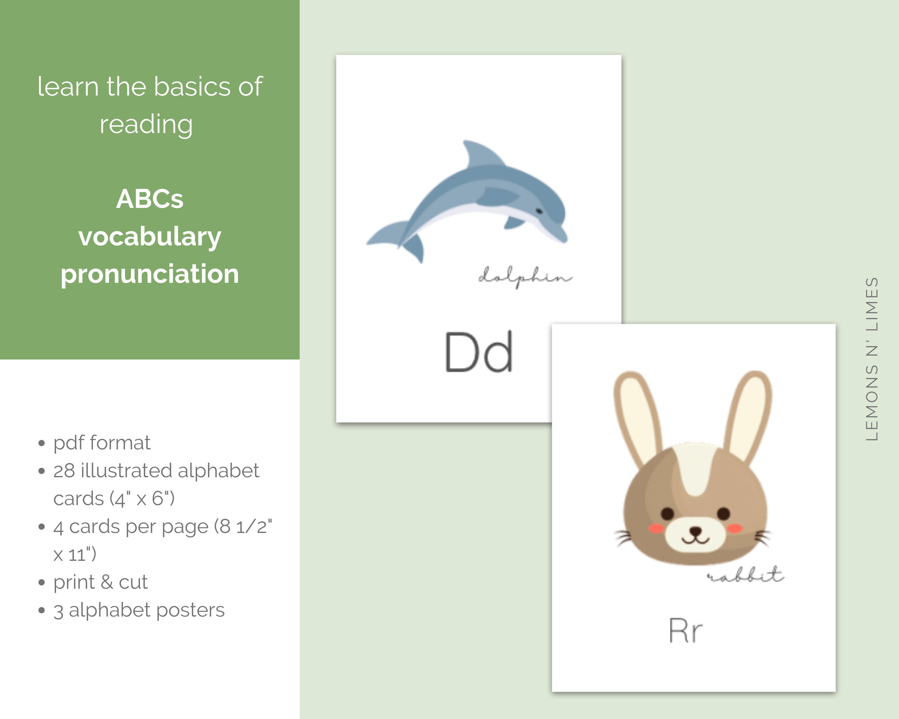 Animal Alphabet Cards, Animal Abcs Printable Cards, Wall Decor ...