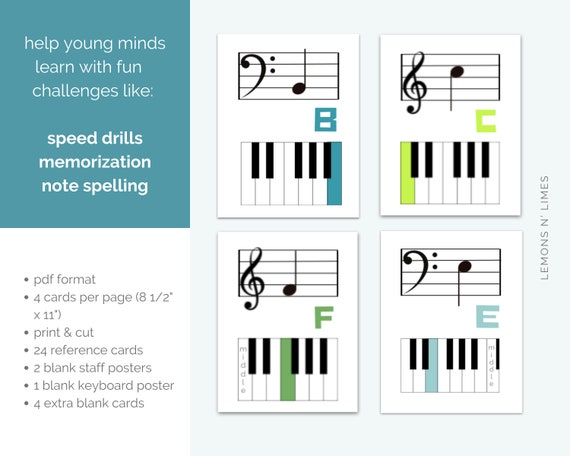 Music Notation Cards 104 Music Flash Cards - Piano Learning Cards With ...