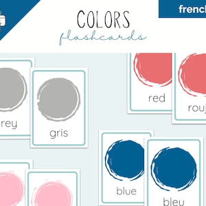 French Colors Printable Flashcards, French English Vocabulary ...