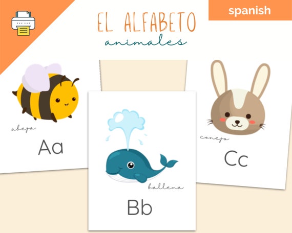 Spanish Alphabet Cards El Alfabeto Animal ABC Printable | Etsy