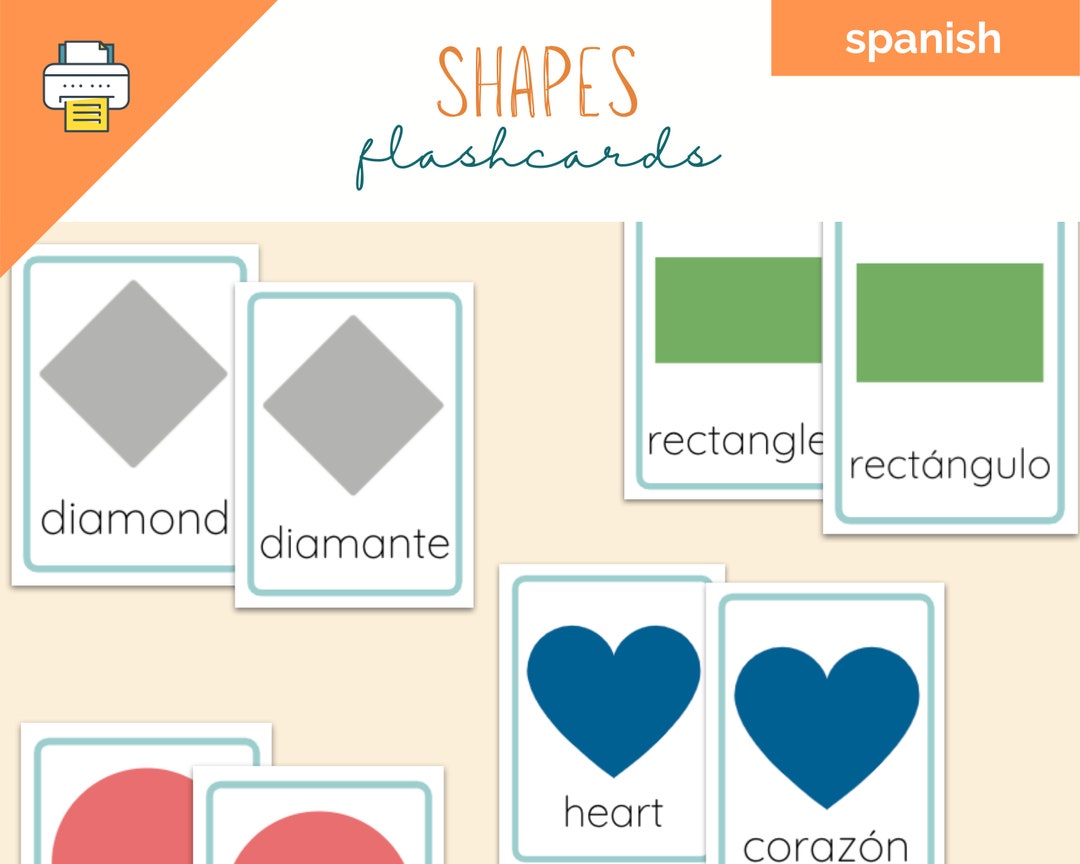 Spanish Printable Flashcards, Shapes Notecards, Shapes Vocabulary ...