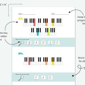 Piano Keys Word Game Printable, Music Notes Learning (PDF) - Etsy