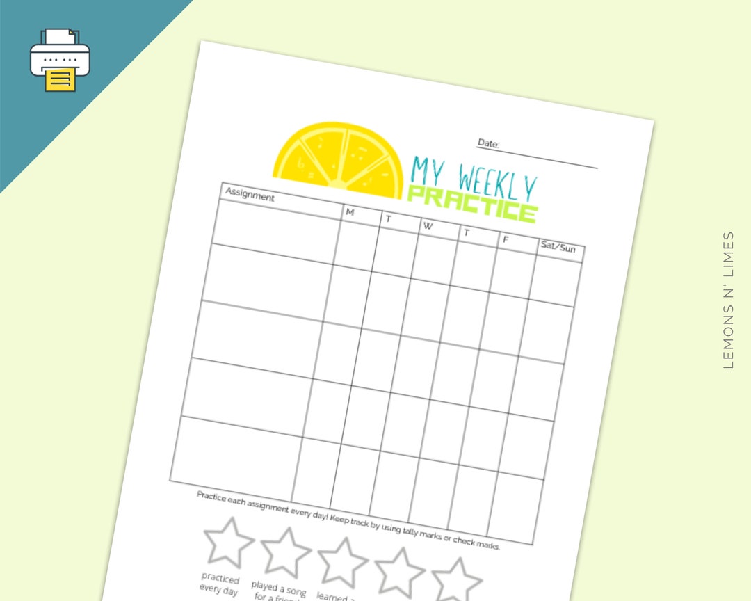 Music Practice Record, Practice Sheet, Student Practice Checklist ...