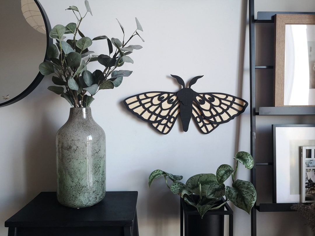 Boho Moth Wall Hanging Decor for Modern Interior, Rustic and Natural ...