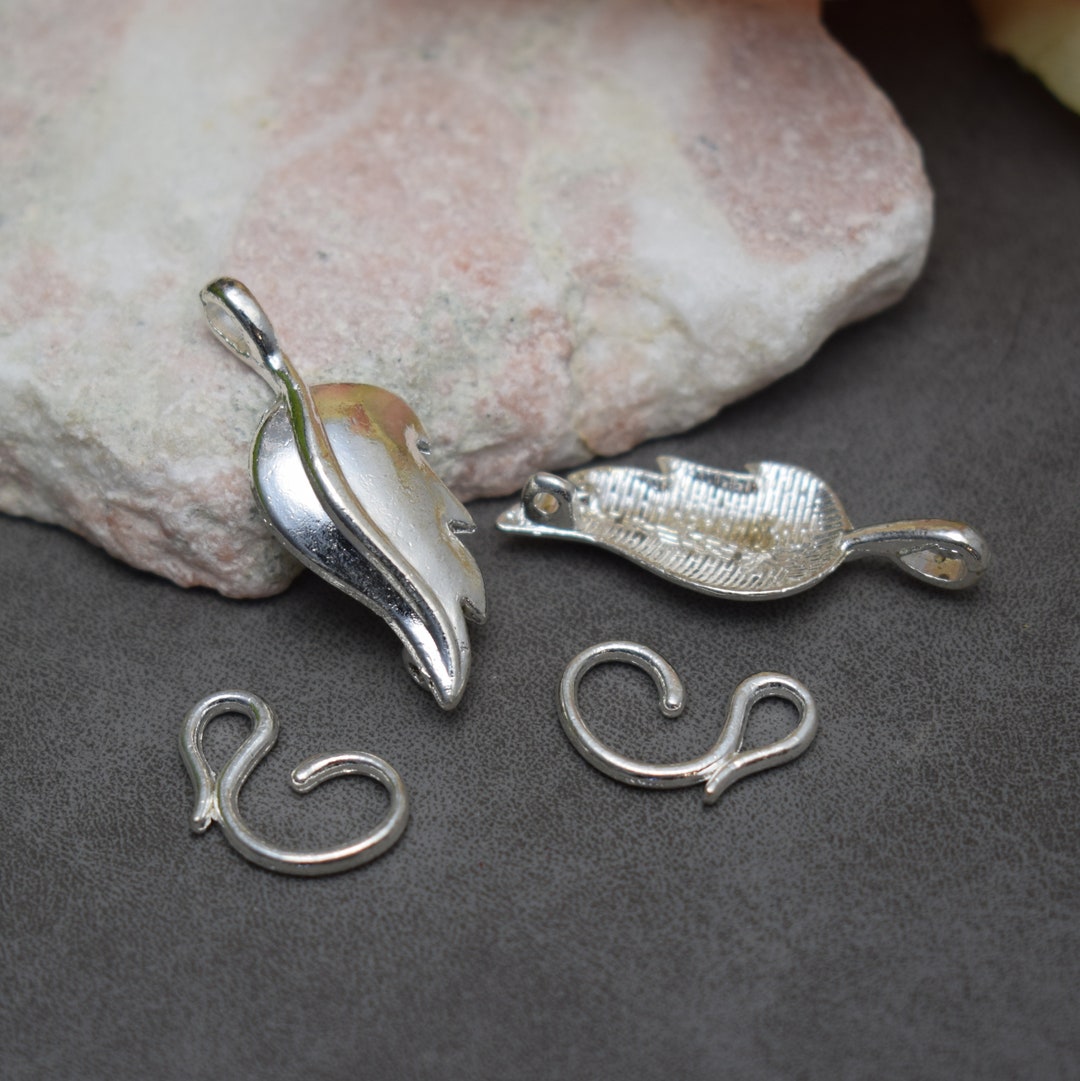 2 Sets of Hook Closure Leaves Silver Plated 29 Mm Making - Etsy