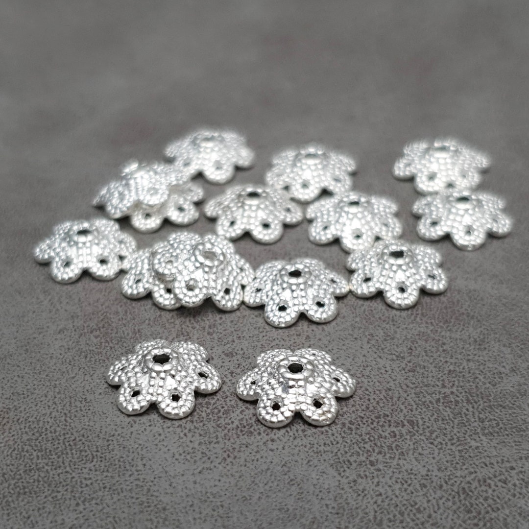 15 Bead Caps Decorative Caps Flower Silver Plated 10 Mm - Etsy