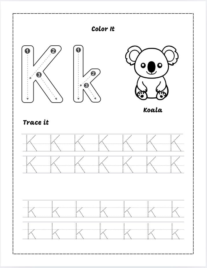 Alphabet Tracing Worksheet Printable, Handwriting Practice Kindergarten ...