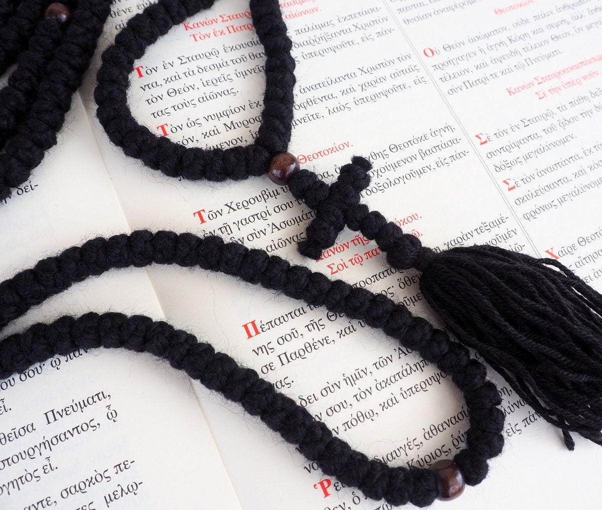 300 Knots Pure Wool Black Prayer Rope With Wooden Beadschristian ...