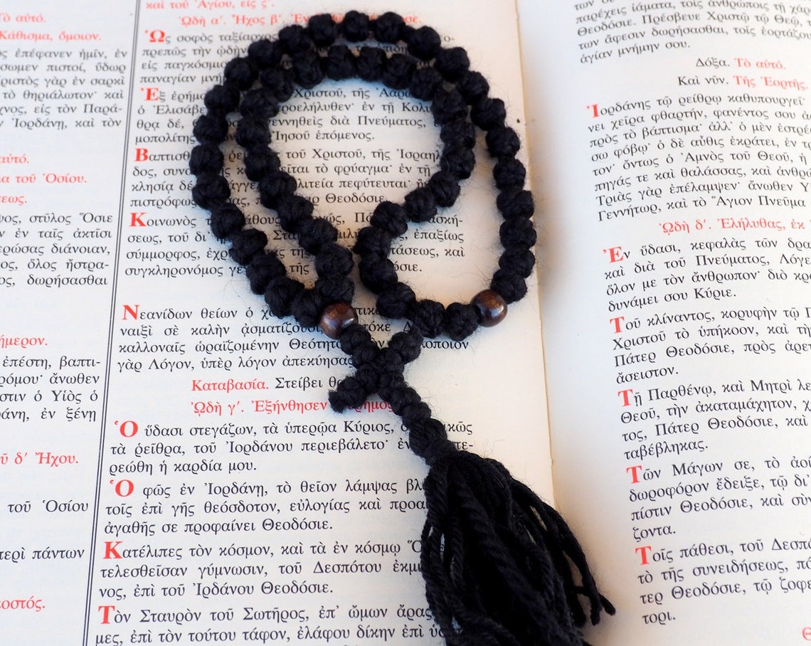 50 Knots Pure Wool Prayer Rope Orthodox Komboskini With Wooden - Etsy