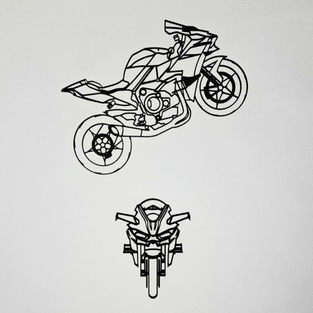 3D Printed H2R Wall Art Set of Kawasaki Ninja H2R Front & Side Profile ...