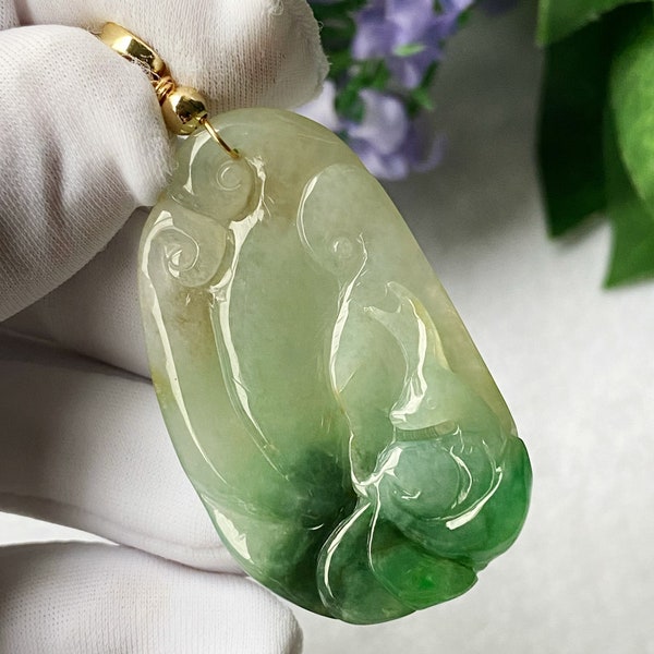 Waxy Barley White Jadeite 9 Tails Fox Carving Jadeite Pendant 糯种薏米白底巧雕9 ...