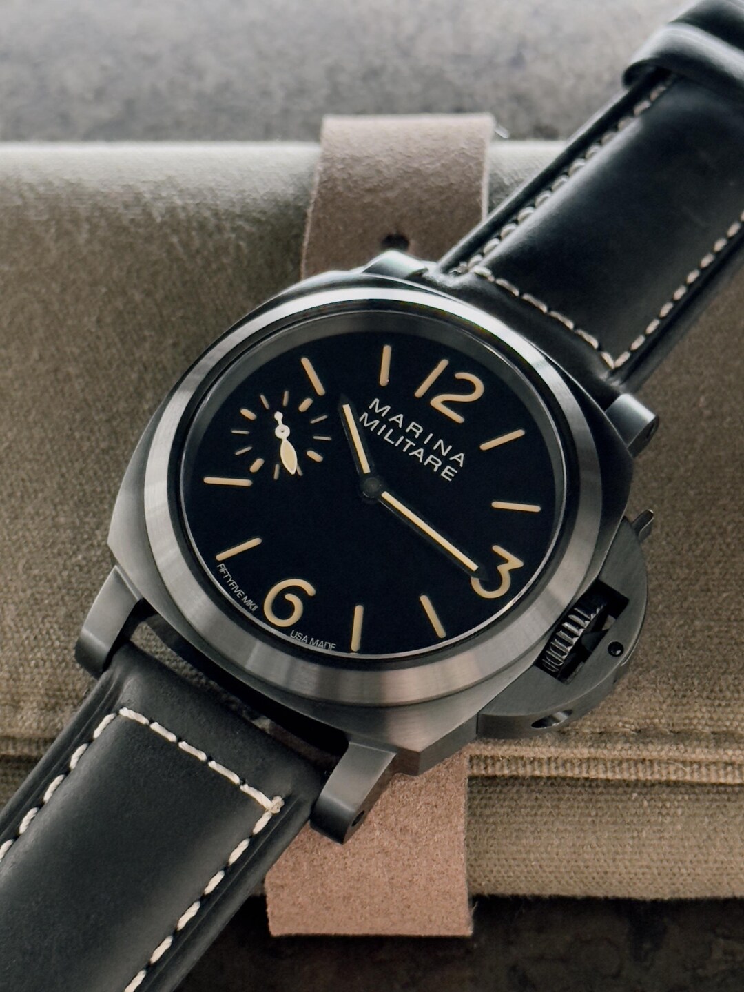 PVD Black Italian Navy marina Militare MKII 45mm Dive Watch W/seconds ...