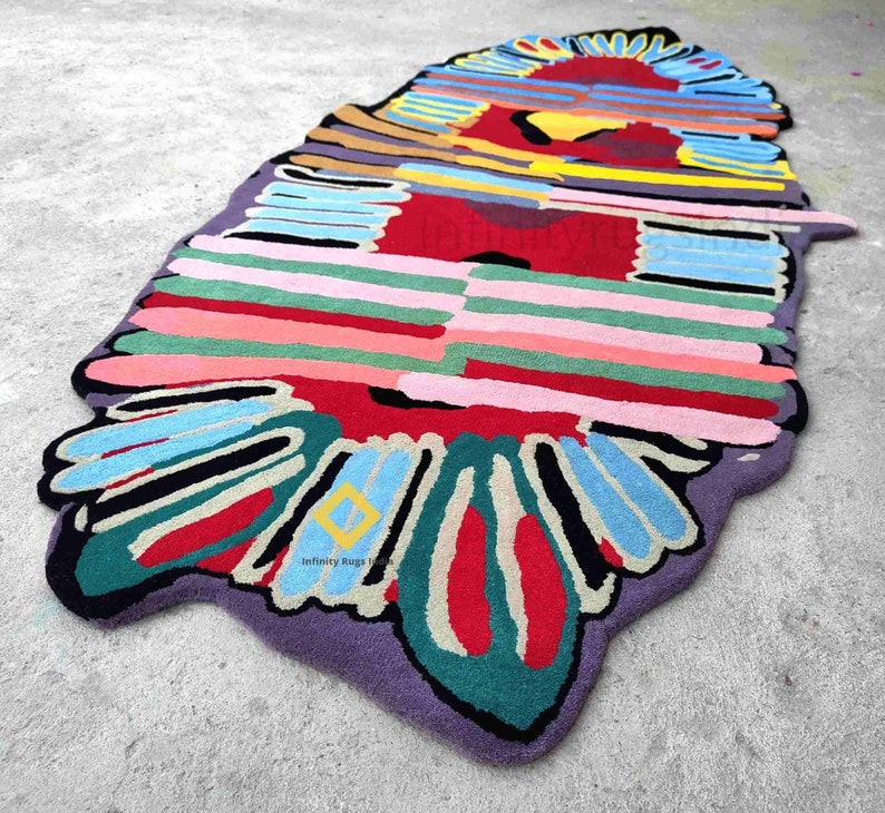 Irregular Shaped Rug Unique Colorful Rugs Hand Tufted Carpet - Etsy