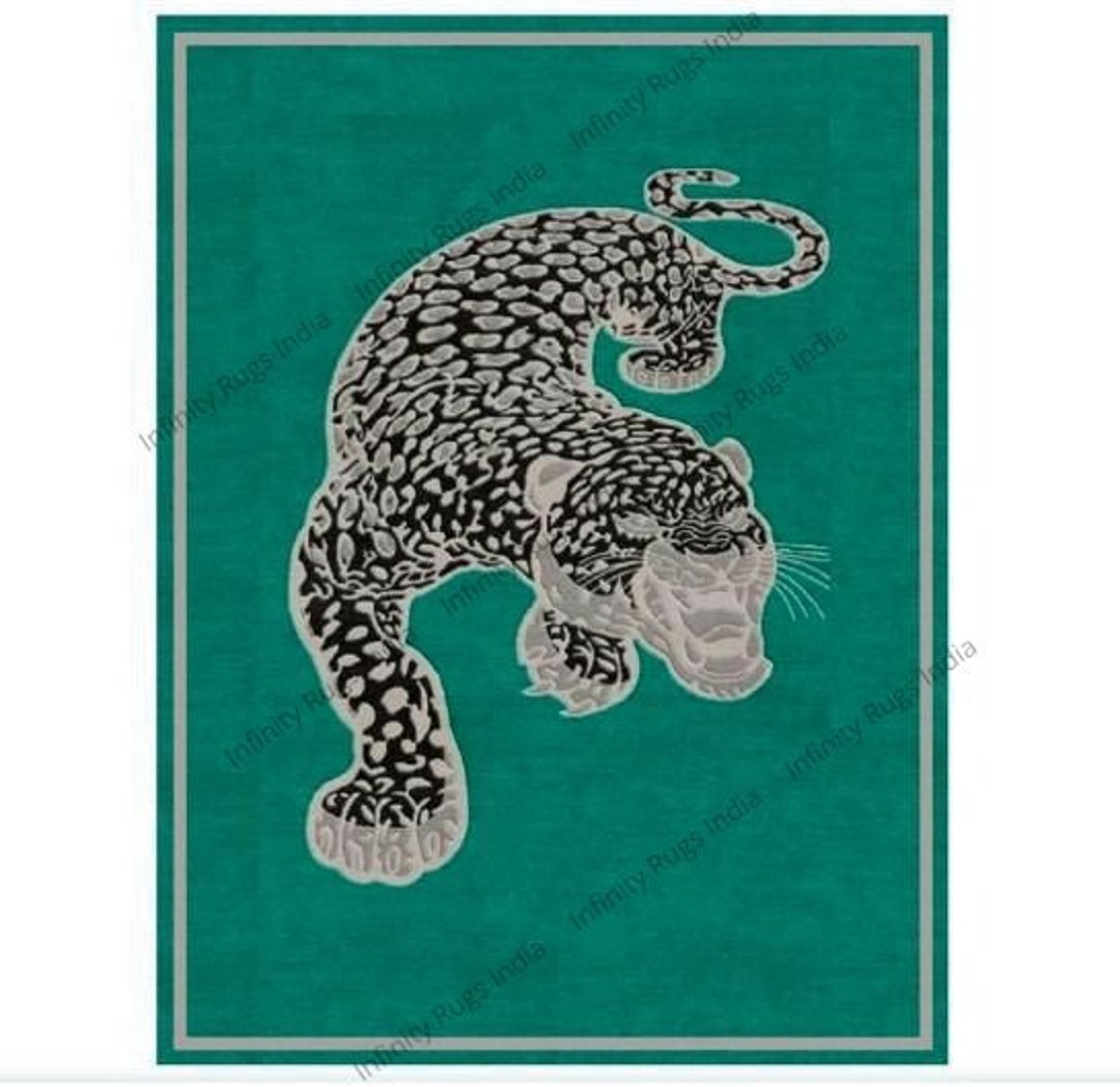 Tiger Rug Tufted Tiger Rug Green Wool Rugs for Bedroom Aesthetics or ...