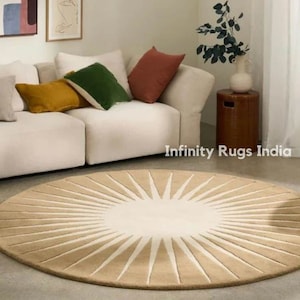Green Round Rug for Bedroom / Soft Thick Woolen Pile Carpet for Indoor ...