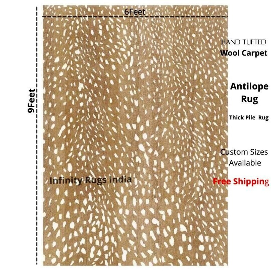 Antelope Print Rug, Deer Skin Rug, Woolen Are Rug for Living Room ...