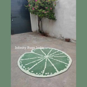 Handmade Leaf Shaped Carpet, Woolen Area Lotus Shaped Rug for Bedroom ...