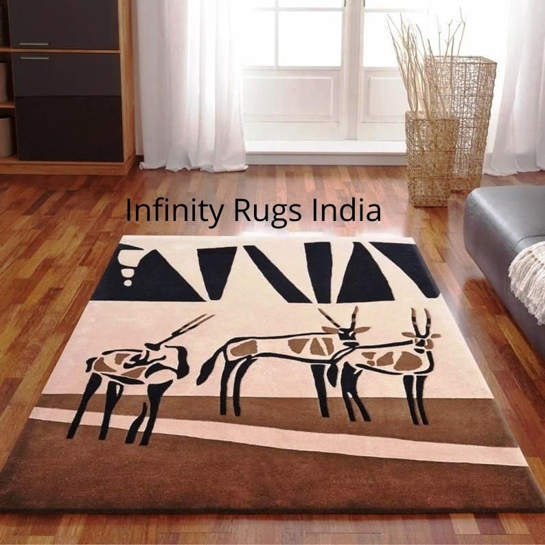 Wool Area Rug for Bedroom and Living Room Handmade Cave Art - Etsy