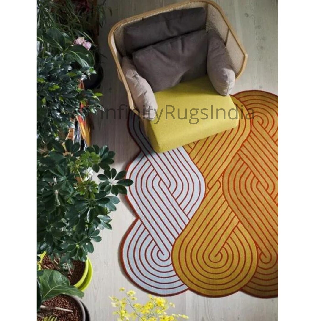 Irregular Rug for Bedroom Unique Hand Tuft Rug for Inddor Use Authentic ...