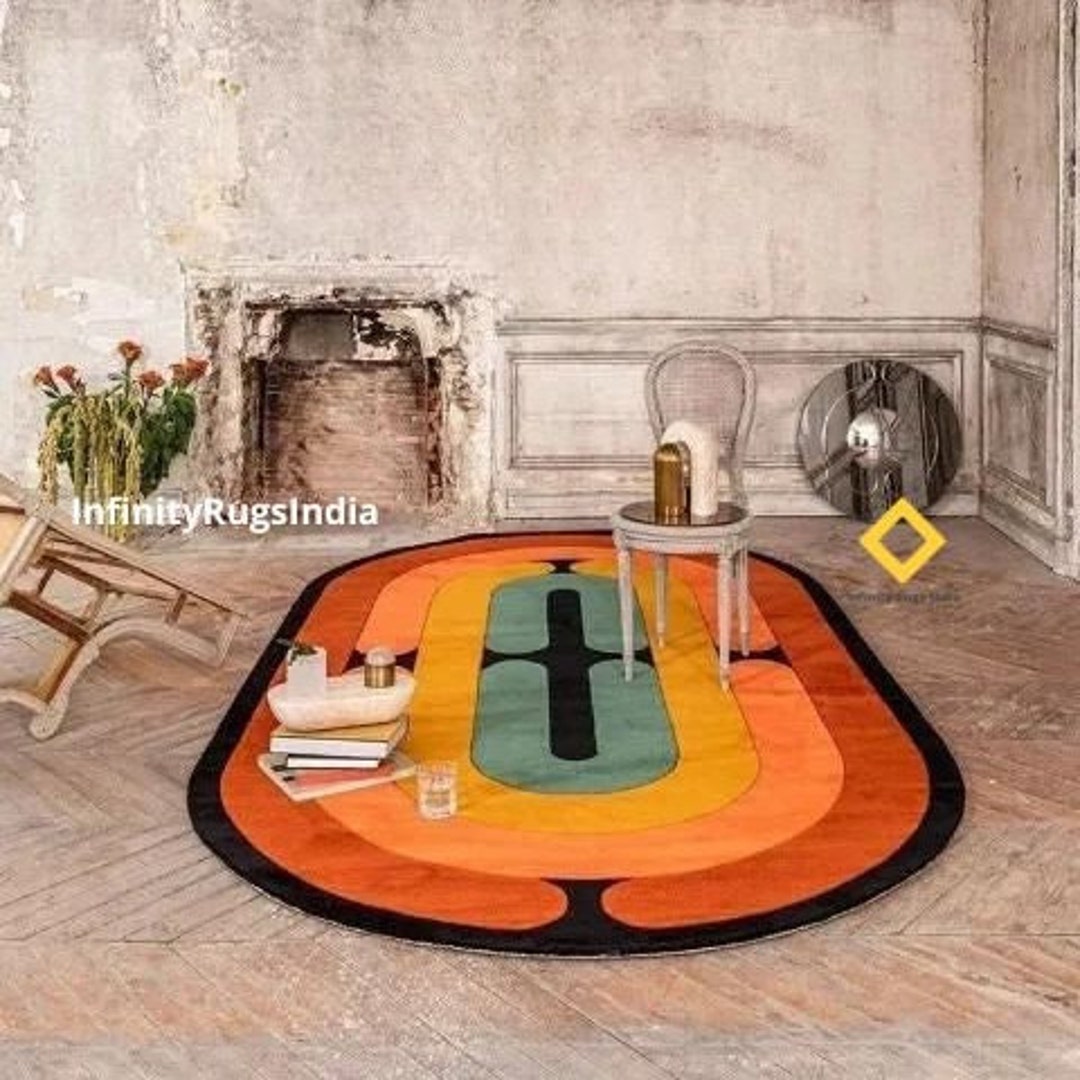 Oval Shaped Carpet Hand Tuft Wool Area Rug for Bedroom, Living Room ...