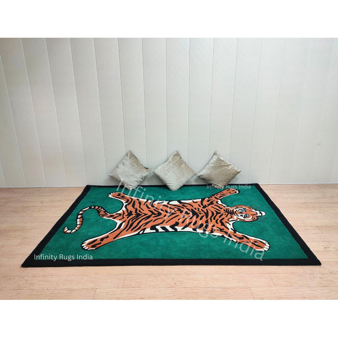 Hand-tufted Woolen Tiger Rug, Animal Design Carpet - Etsy