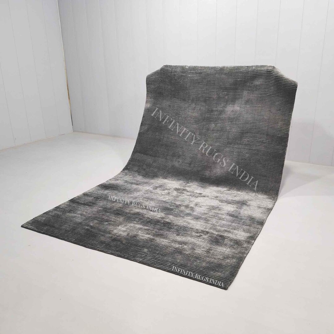 Hand Loom Rug for Living Room, Bedroom, Dining Room, Charcoal Black ...