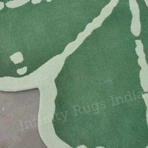 Handmade Leaf Shaped Carpet, Woolen Area Lotus Shaped Rug for Bedroom ...