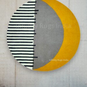 Modern Round Area Rug, Woolen Carpet for Living Room. Premium Wool Rug ...