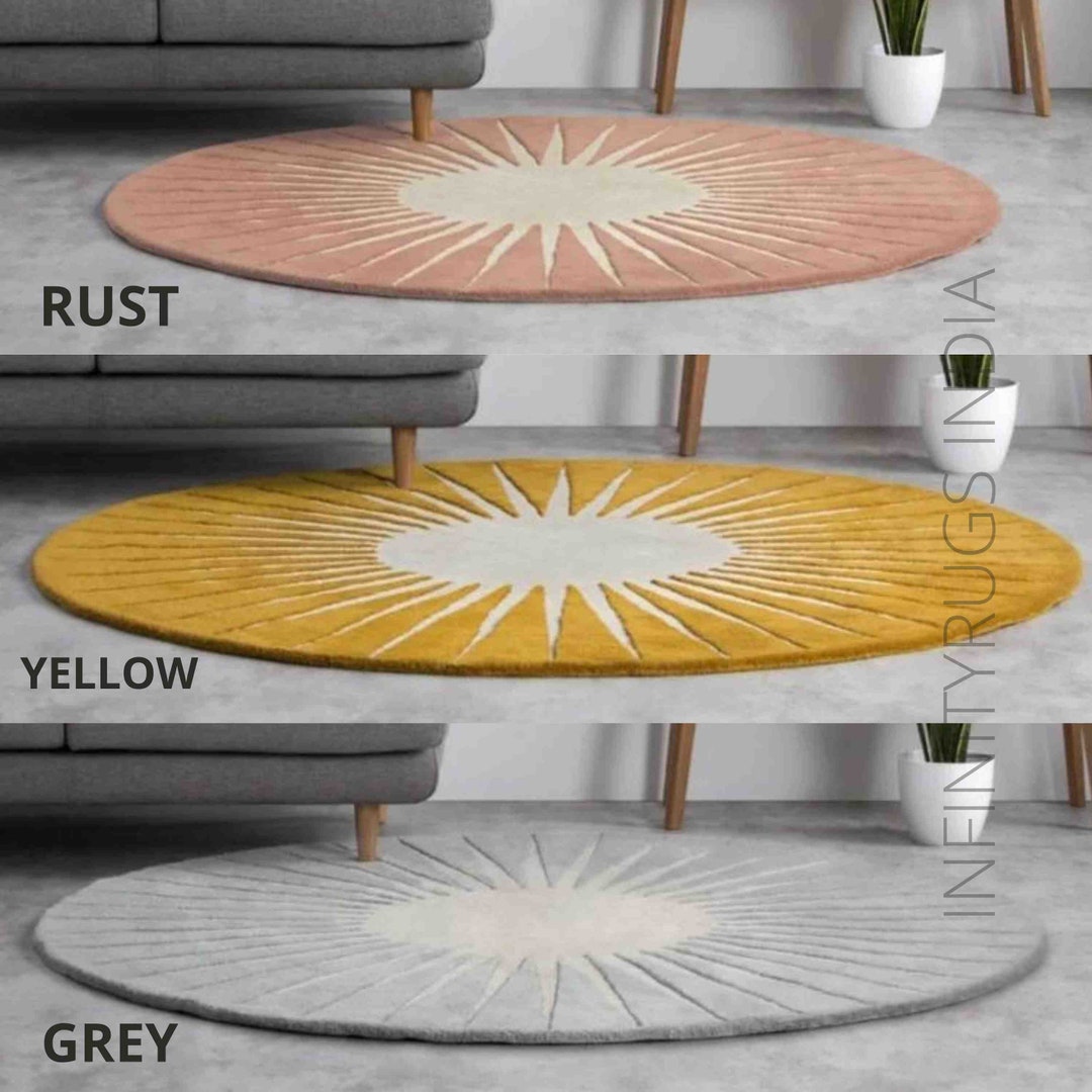 Round Area Rug Handmade Wool Carpet Pink Round Rug, Round Table Rug ...