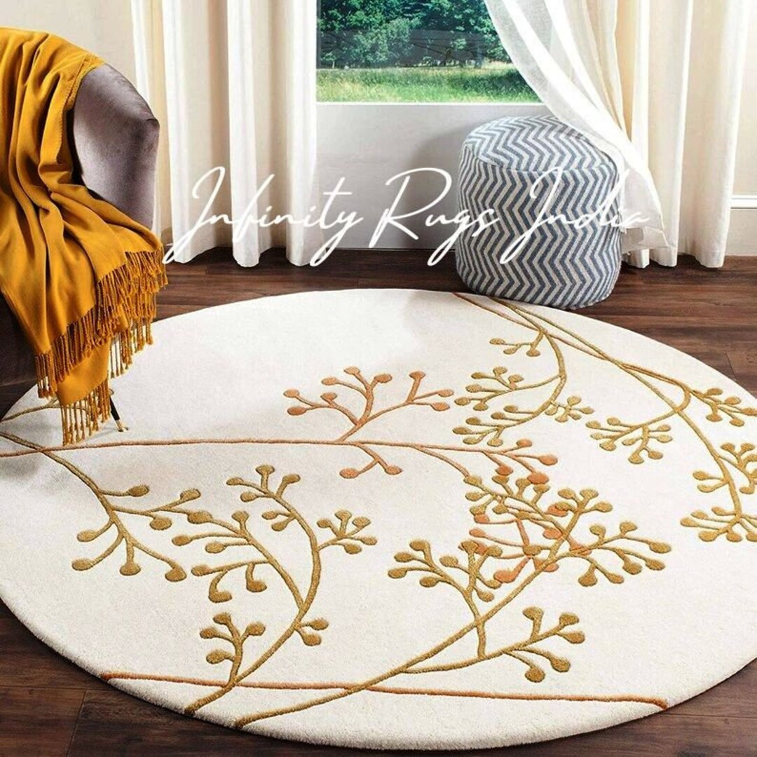 Round Rug Round Carpet Hand Tuft Wool Circle Rug for Bedroom Livingroom ...