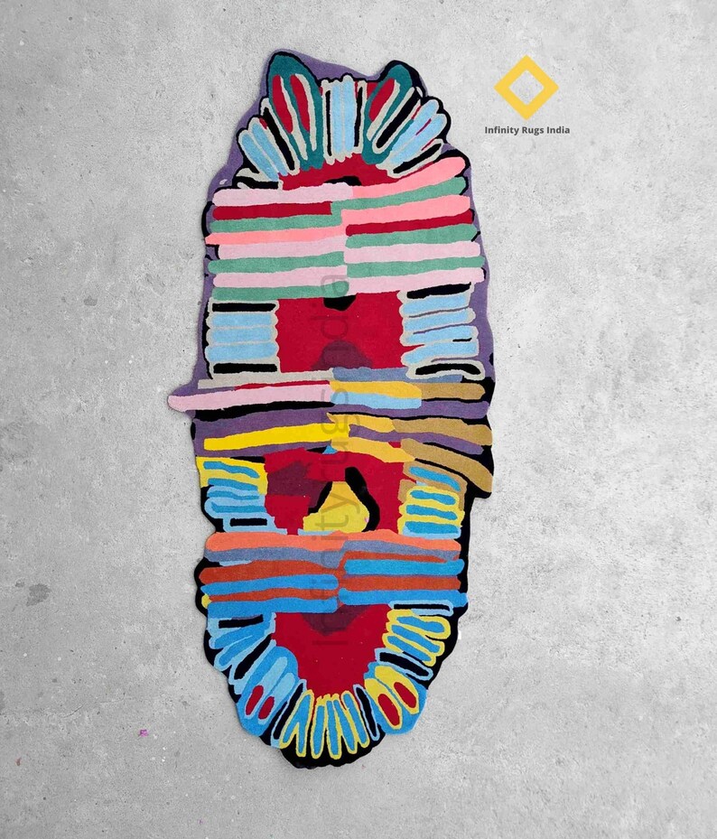 Irregular Shaped Rug Unique Colorful Rugs Hand Tufted Carpet - Etsy