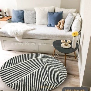 Round Rug, Area Wool Carpet Abstract Round Carpet, Tufted Wool Circle ...