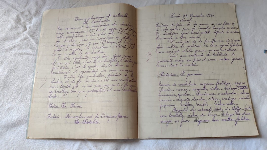 Handwritten School Exercise Book From 1926 Complete - Etsy