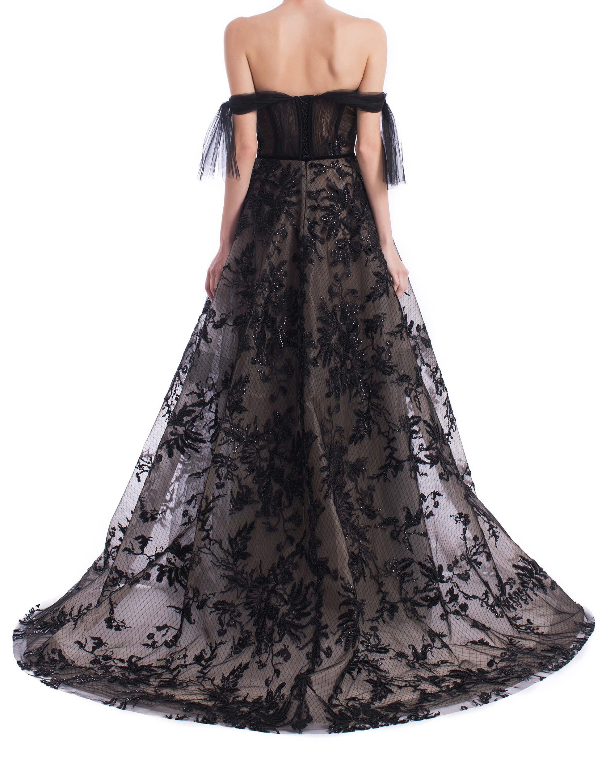 Black Sparkly Embroidered Tulle With Champagne Lining off - Etsy