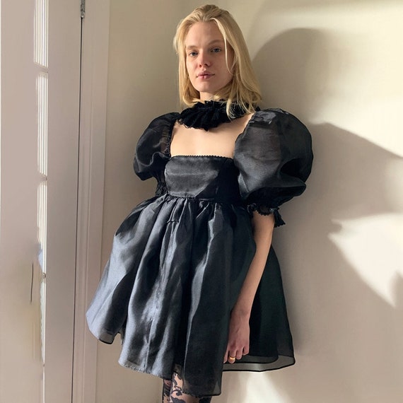 Black Organza Short Dress, After Party Dance Dress, Bubbles Black Organza Short Dress, After Party Dance Dress, Bubbles