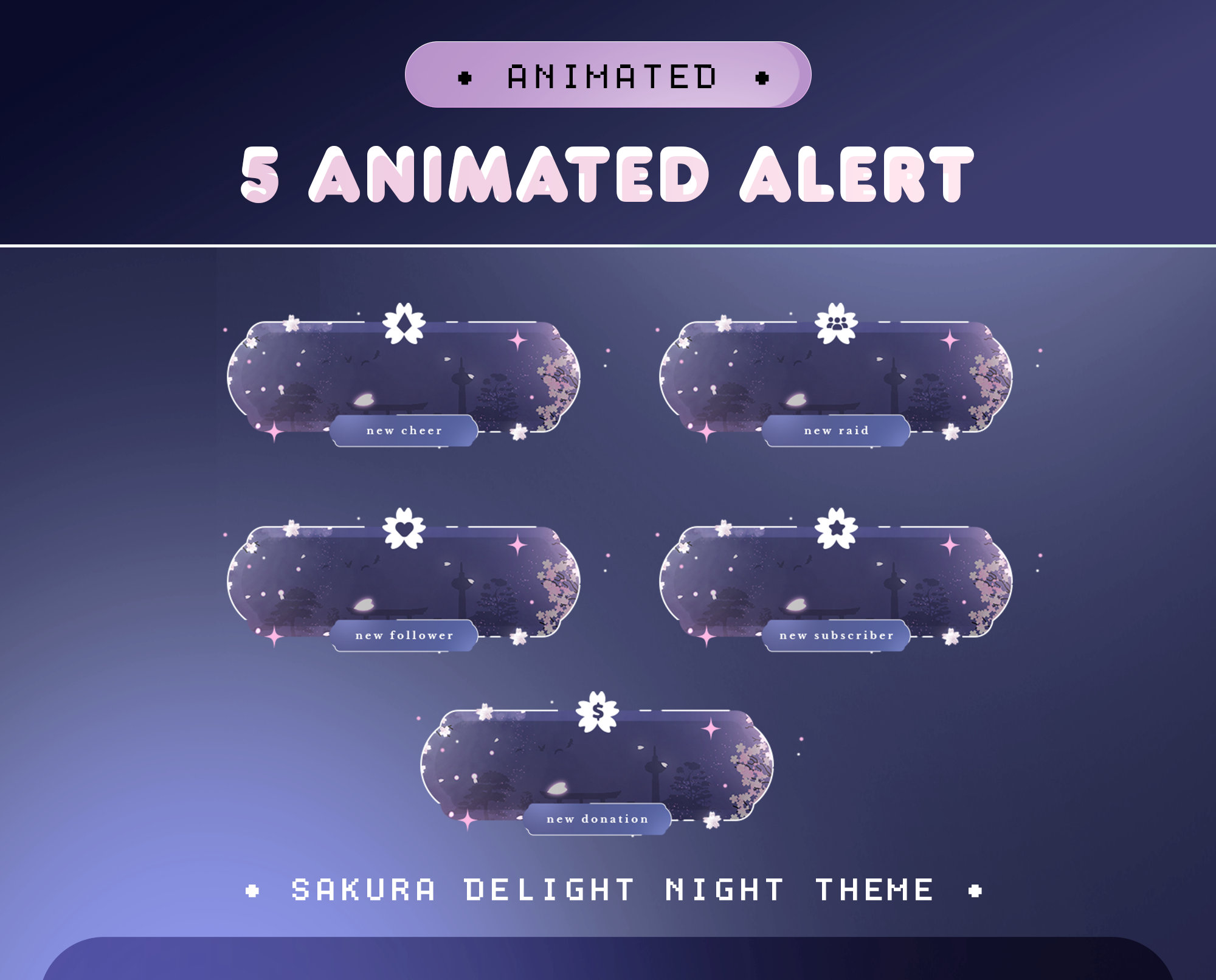 Animated Stream Alert for Twitch, Kick, Youtube/sakura Delight ...