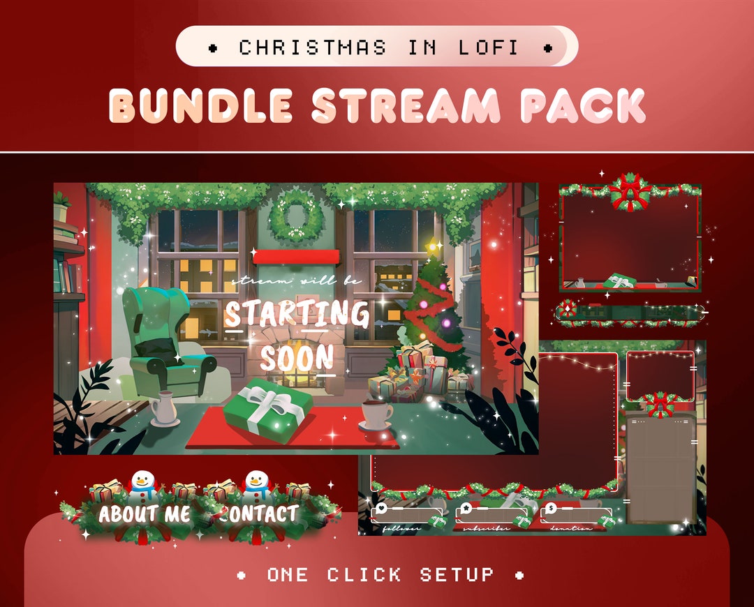 Animated Christmas Lofi Stream Pack for Twitch, Kick, Youtube/lofi ...