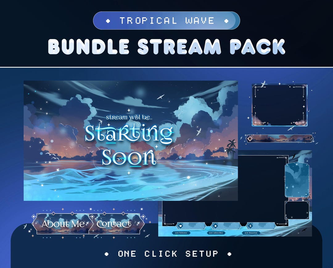 Tropical Waves Animated Overlay Package for Twitch, Kick, Youtube ...