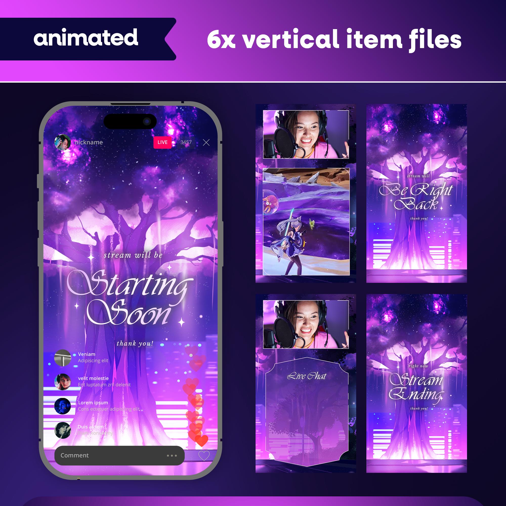 Animated Neon Grove Stream Overlay: Purple Cyberpunk Design for Twitch ...