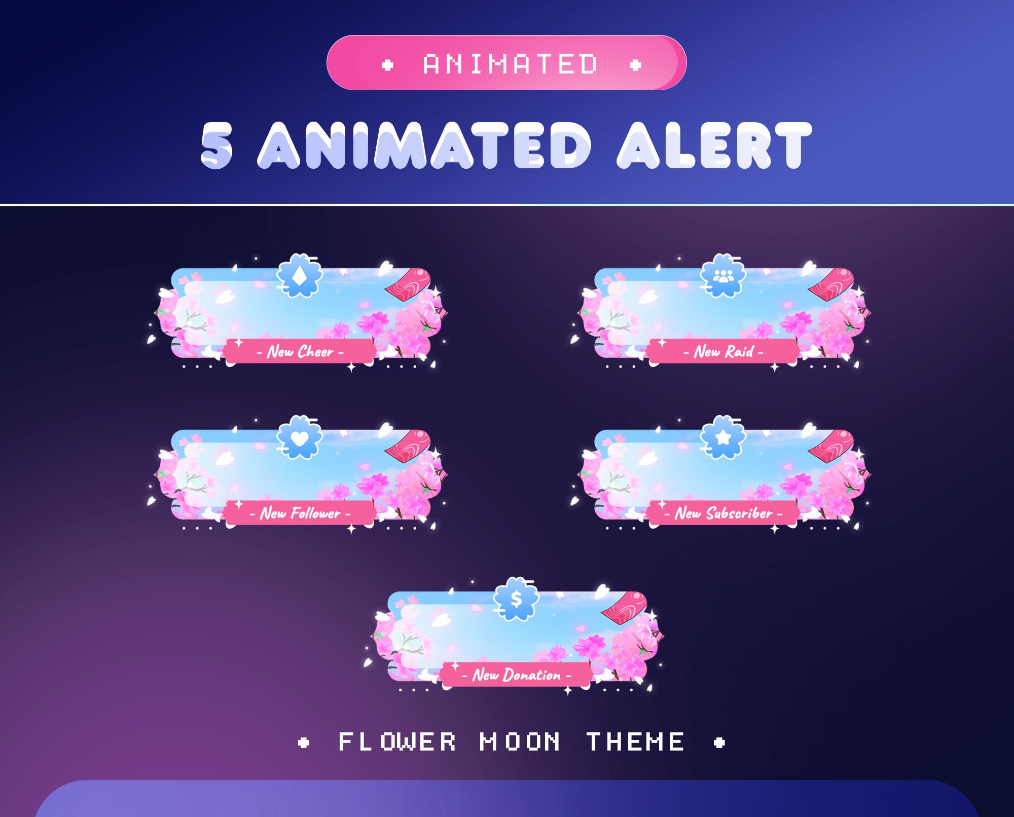 Animated Alert Sakura for Youtube, Kick, and Twitch/aesthetic Overlay ...