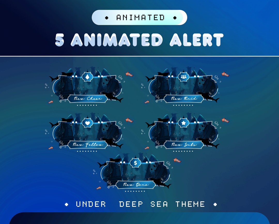 Under Deep Sea Animated Alerts Pack for Twitch, Kick, Youtube/streaming ...