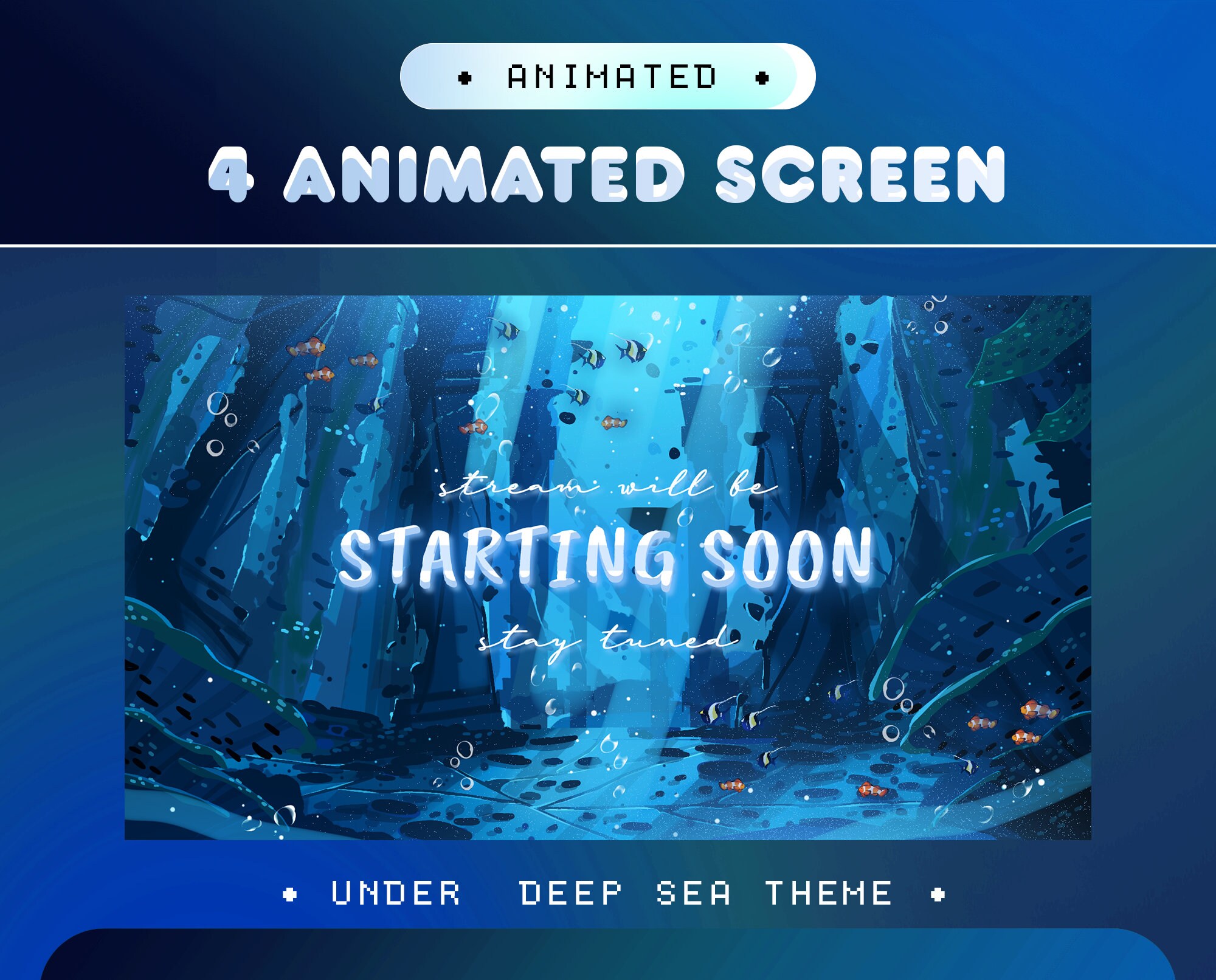 Under Deep Sea Animated Screen Pack for Twitch, Kick, Youtube/streaming ...