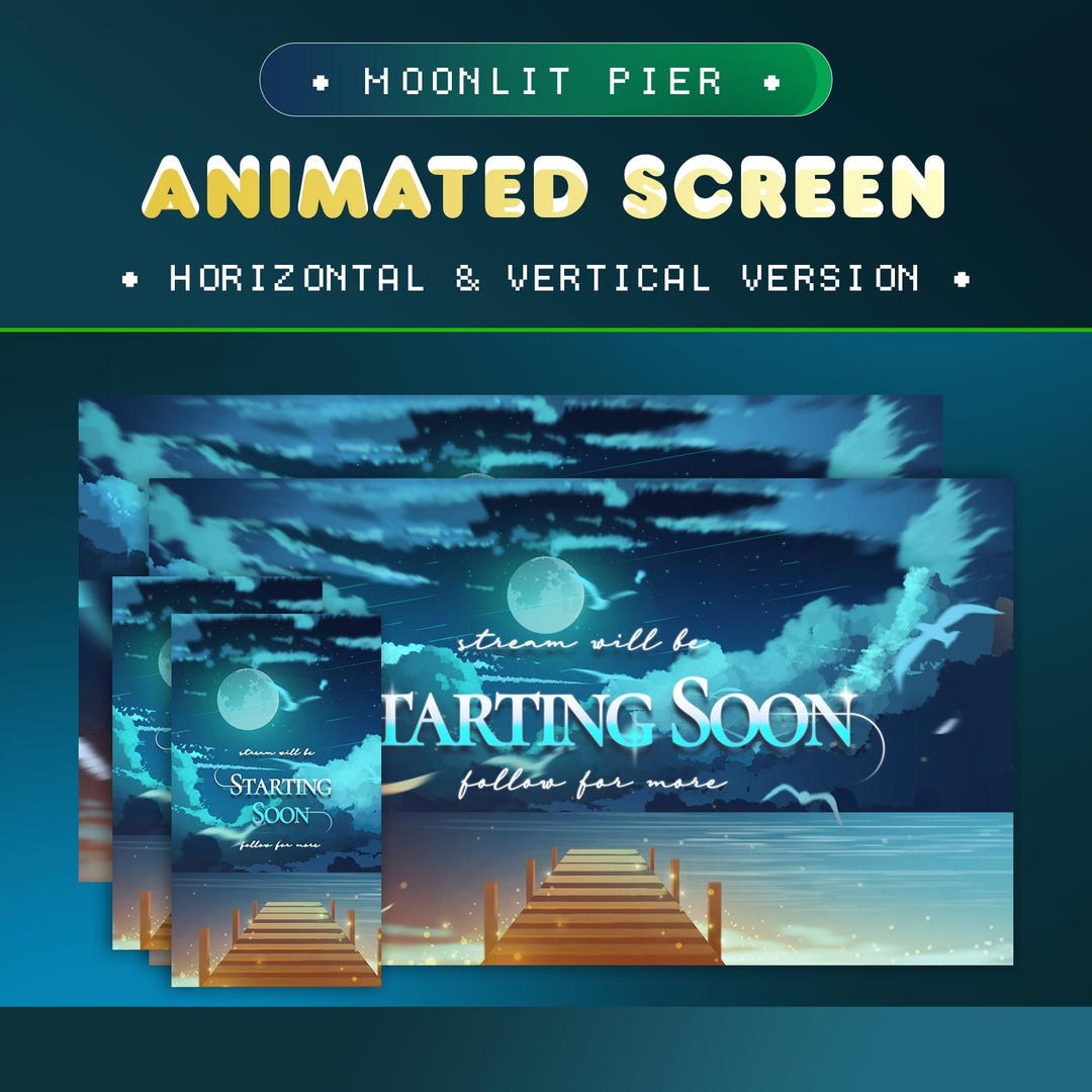 Moonlit Pier Animated Stream Screens for Twitch/deep Blue Tones Twitch ...