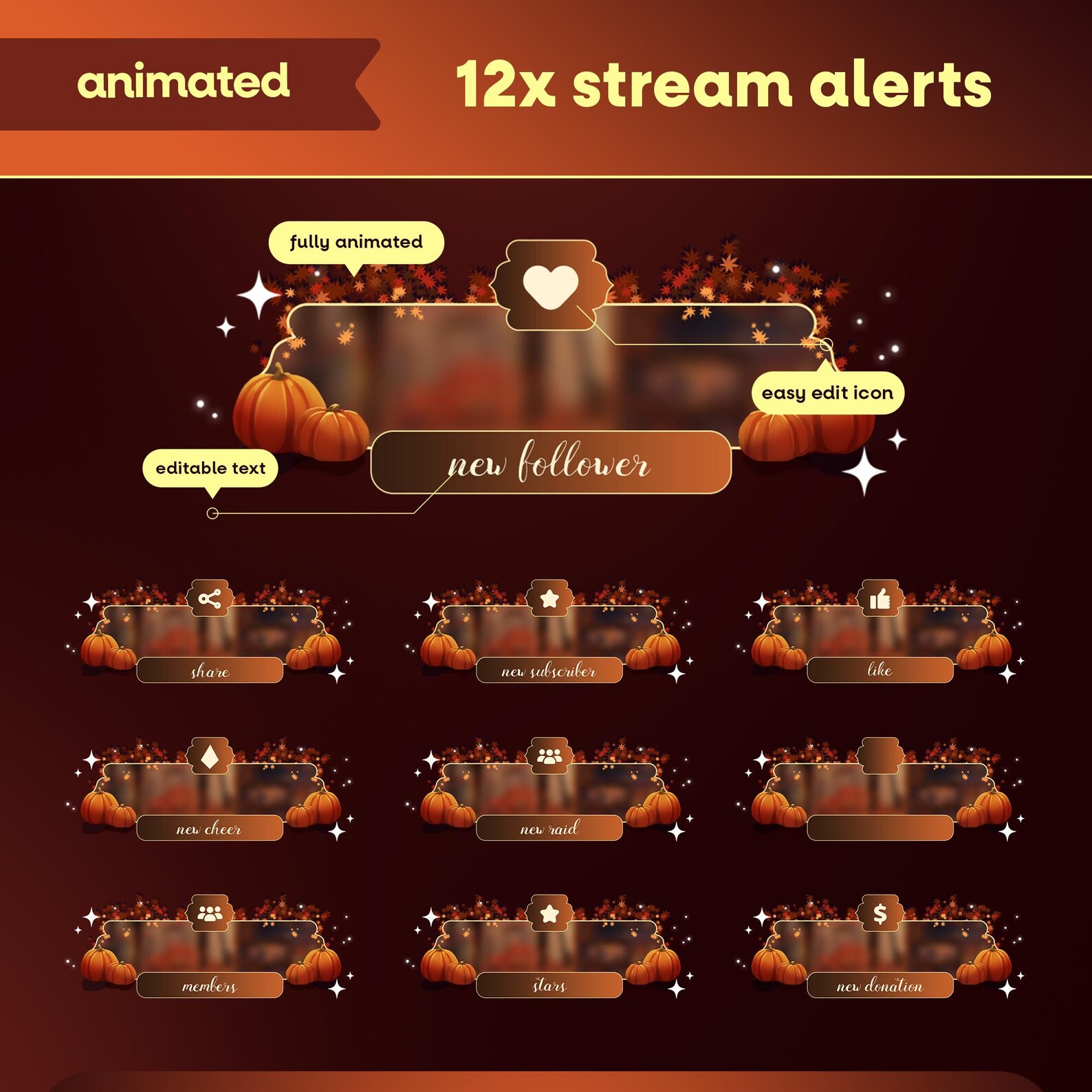 Animated Cozy Autumn Library Stream Overlay: Pumpkin Warm Fall for ...