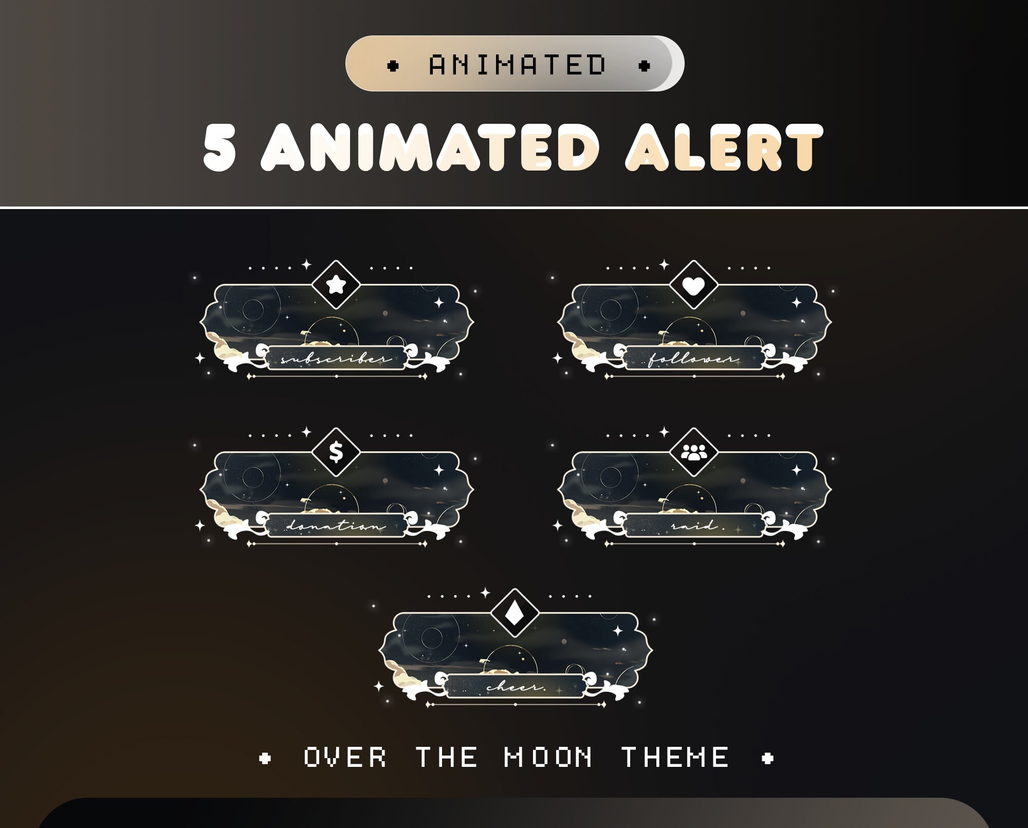 Over the Moon Animated Alerts Pack for Twitch, Kick, Youtube/celestial ...