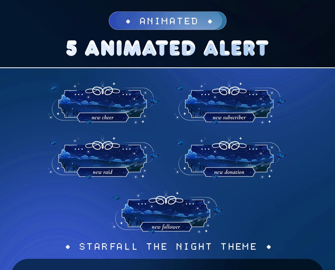 Starfall the Night Animated Alert for Twitch, Kick, Youtube/aesthetic ...
