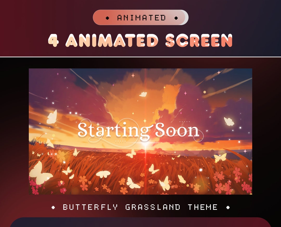 Butterfly Grassland Animated Stream Screen Pack for Twitch, Kick ...