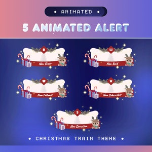 Animated Alert Christmas for Twitch, Kick, Youtube/aesthetic Theme/overlay Set/tree/gift/snow ...