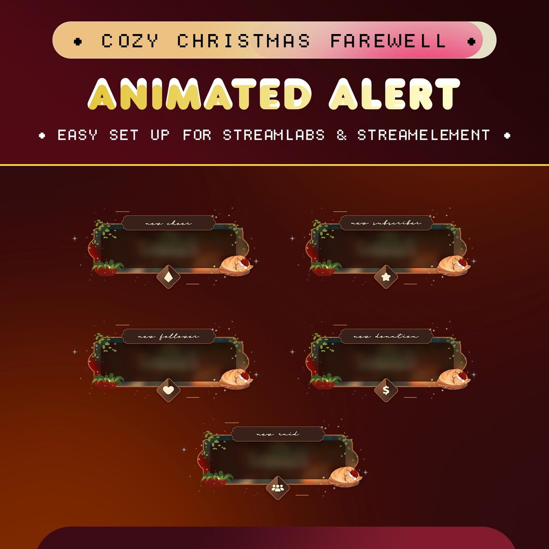 Cozy Christmas Farewell Animated Stream Alerts Package for Twitch ...